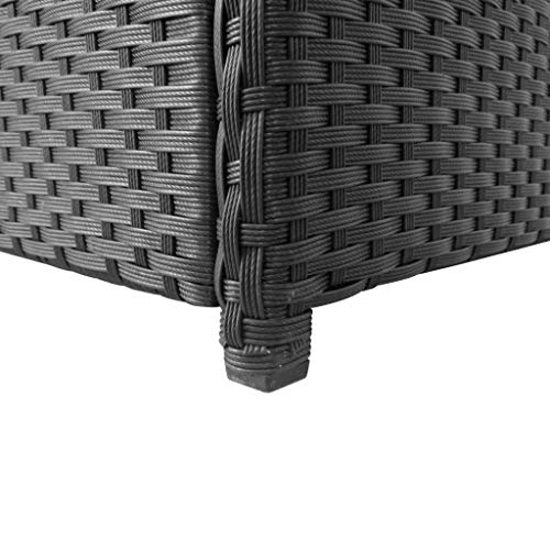 EstaHome Garden Storage Box 80 Gallon | Rattan Garden Chest | Outdoor Deck Storage Container Box | Patio Cushion Box for Pillows, Garden Tools and Pool Toys | Black Poly Rattan 47.2" x 19.7" x 23.6"