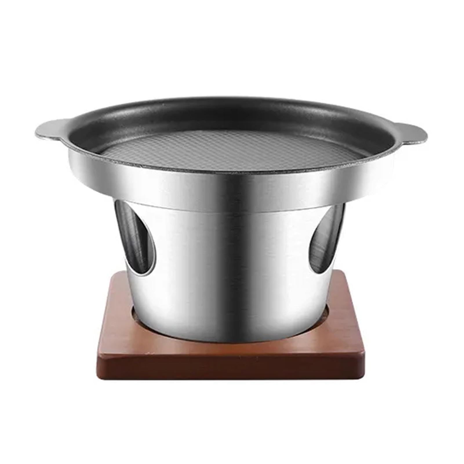 RSBFER Mini Barbecue Grill, Japanese Alcohol Stove Portable Smokeless Tabletop BBQ Grill with Wooden Base for Home, Camping