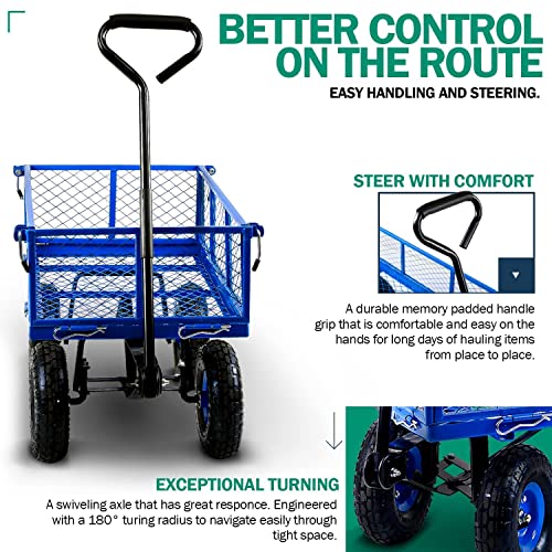 Landworks Leaf-Snow Blower Wheeled Walk Behind & Lawn & Garden Utility Cart/Beach Wagon [Bundle Deal]
