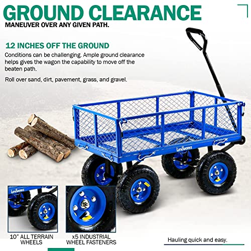 Landworks Leaf-Snow Blower Wheeled Walk Behind & Lawn & Garden Utility Cart/Beach Wagon [Bundle Deal]