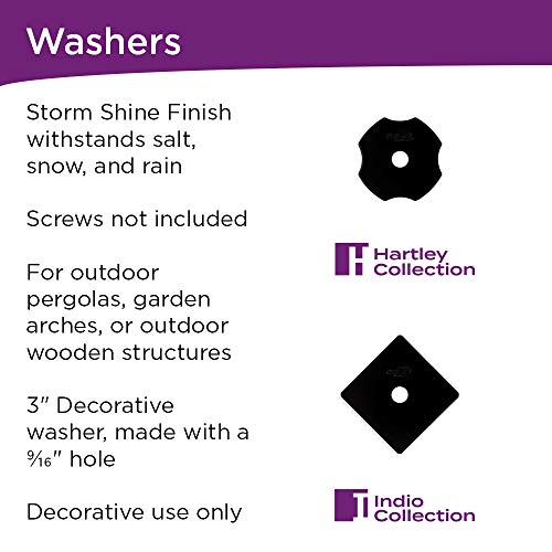 National Hardware N800-221 Decorative Washer Outdoor Reinforcement Hardware Accents Brackets and Bracers for Pergolas Gazebos and Raised Garden Beds, 3" with 9/16" Hole, Indio Collection, Black, 40