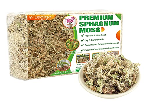 Legigo 5.3oz Premium Sphagnum Moss Potting Mix- Natural Succulent Carnivorous Plants Moss Dried, Plant Growing Medium for Orchid Succulent Sarracenia Orchid Gardening Plants Reptiles, 3 QT