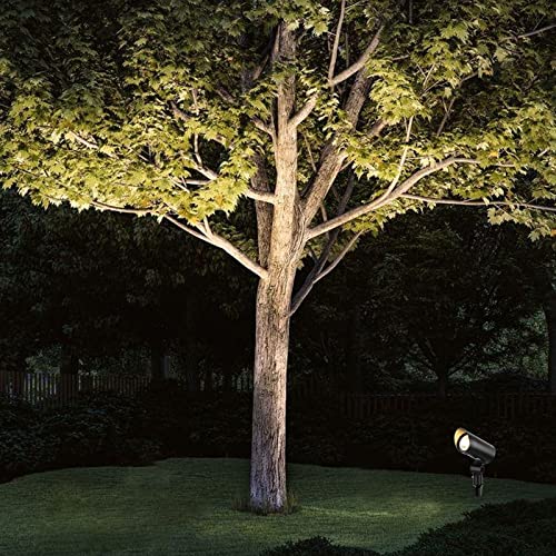 CINOTON 30W LED Landscape Lighting Outdoor with Photocell Sensor 120V Waterproof Dusk to Dawn Directional Uplight with US 3-Plug and 6.6 FT Cord Tree Flag Spotlights with Spike Stand 3000K Warm White
