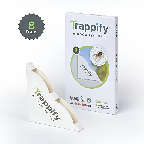 Trappify Window Fly Traps: House Window Fruit Fly Traps for Indoors, Gnat, & Other Flying Insect, Disposable Indoor Fly Trap with Extra Sticky Adhesive Strips - Inside Home Housefly & Bug Catchers (8)