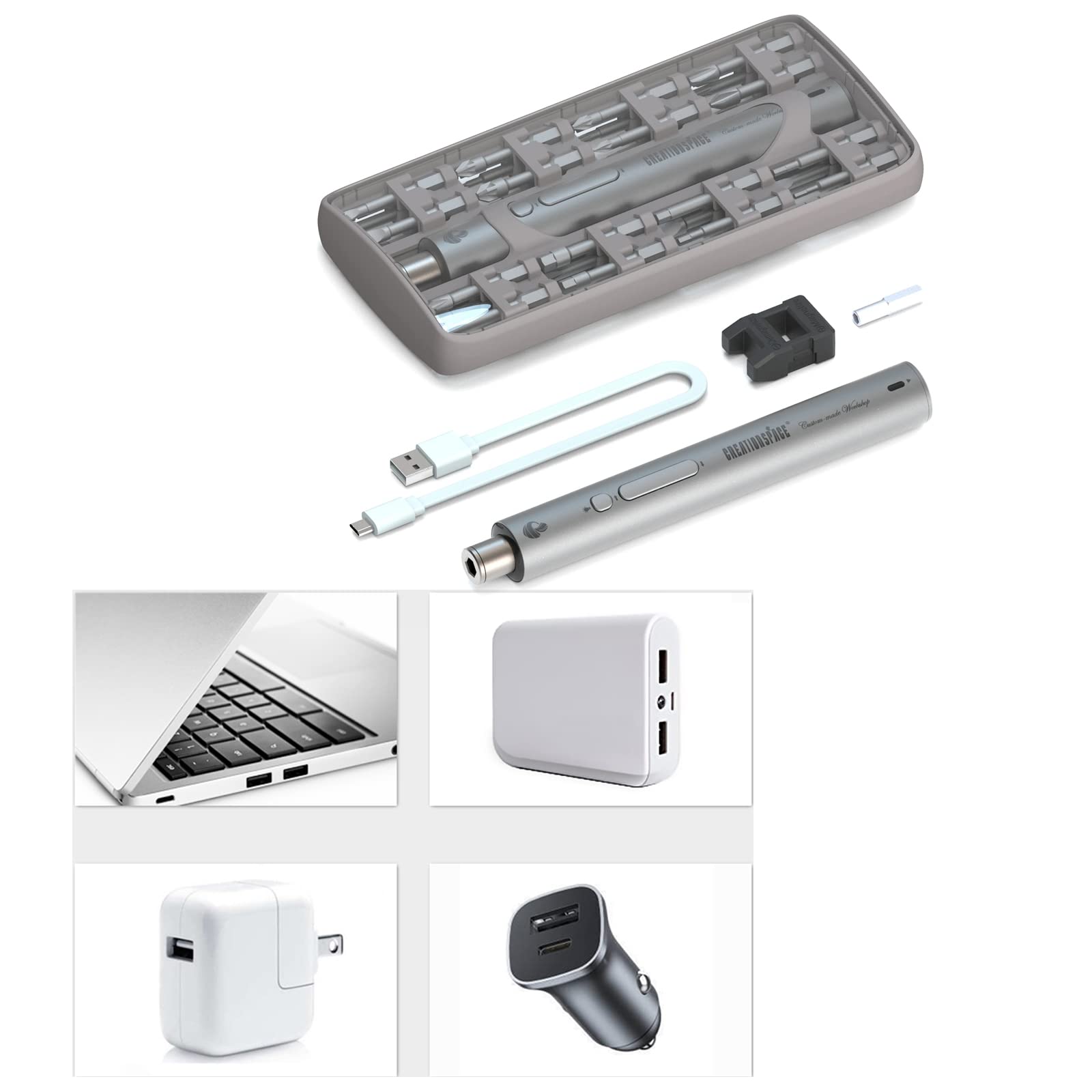 CS1901A Cordless Electric Screwdriver Kit 1.5Nm Mini Tools USB Charging 3.7V Electric Screwdriver Variable Speed Cordless Screwdriver Tool Rechargeable