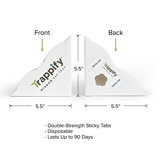 Trappify Window Fly Traps: House Window Fruit Fly Traps for Indoors, Gnat, & Other Flying Insect, Disposable Indoor Fly Trap with Extra Sticky Adhesive Strips - Inside Home Housefly & Bug Catchers (8)