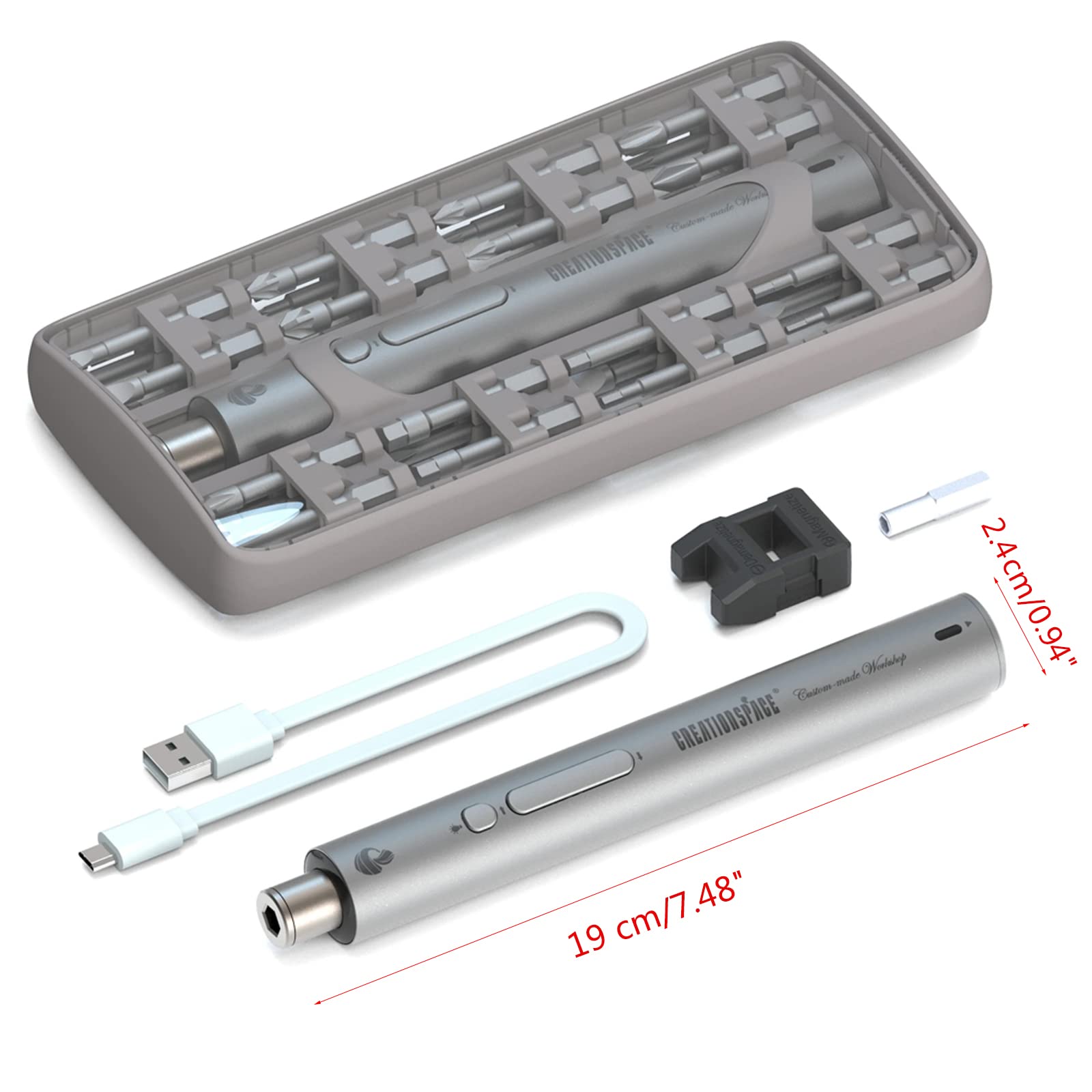 CS1901A Cordless Electric Screwdriver Kit 1.5Nm Mini Tools USB Charging 3.7V Electric Screwdriver Variable Speed Cordless Screwdriver Tool Rechargeable