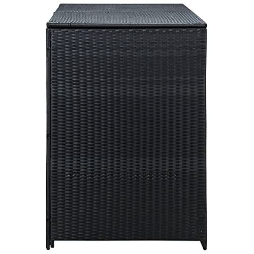Outdoor Wheelie Storage Shed for Garbage, Garden Tools, Fire Wood, Bin Shed Poly Rattan Black 58.3"x31.5"x43.7"