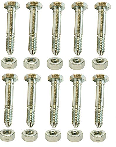 LAWN & GARDEN AMC 10 Shear Pins with Lock Nuts Compatible with Ariens 532005 53200500 05907100 51001600, Also Compatible with John Deere AM123342