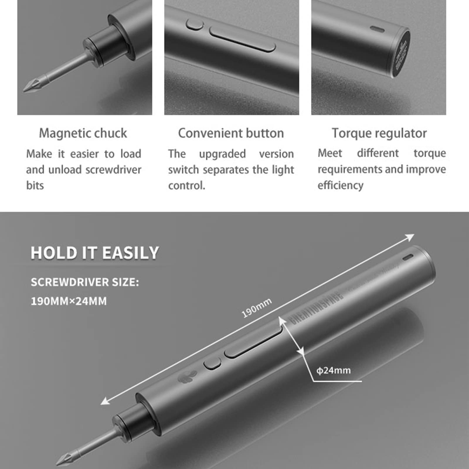 CS1901A Cordless Electric Screwdriver Kit 1.5Nm Mini Tools USB Charging 3.7V Electric Screwdriver Variable Speed Cordless Screwdriver Tool Rechargeable
