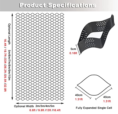 HAUTHE Ground Grid Anti-Slip Soil Geocell Stabilizer Geogrid, Flexible Ground Grid for Walkways Garden Parking, Cuttable Permeable Geo Grid for Subgrade Work (Size : 3mx8m (9.8ftx26.2ft))