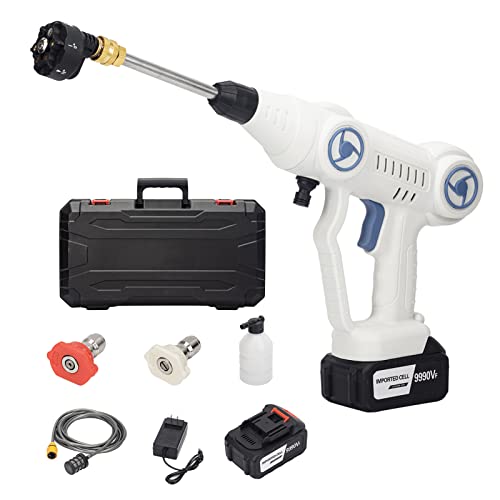 heyesaki Cordless Pressure Washer, 650PSI Portable Pressure Washer,98VF Rechargeable Battery Cordless Power Washer,with 6 in 1 Adjustable Nozzle Suitable for Washing Cars/Floor/Garden Cleaning