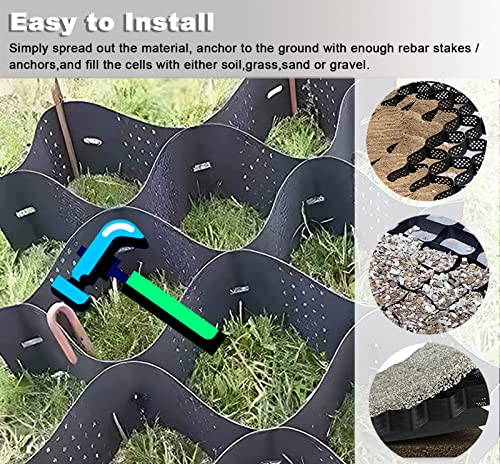 HAUTHE Ground Grid Anti-Slip Soil Geocell Stabilizer Geogrid, Flexible Ground Grid for Walkways Garden Parking, Cuttable Permeable Geo Grid for Subgrade Work (Size : 3mx8m (9.8ftx26.2ft))