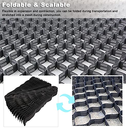 HAUTHE Ground Grid Anti-Slip Soil Geocell Stabilizer Geogrid, Flexible Ground Grid for Walkways Garden Parking, Cuttable Permeable Geo Grid for Subgrade Work (Size : 3mx8m (9.8ftx26.2ft))