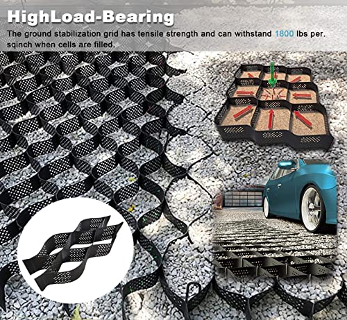 HAUTHE Ground Grid Anti-Slip Soil Geocell Stabilizer Geogrid, Flexible Ground Grid for Walkways Garden Parking, Cuttable Permeable Geo Grid for Subgrade Work (Size : 3mx8m (9.8ftx26.2ft))