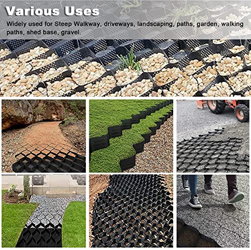 HAUTHE Ground Grid Anti-Slip Soil Geocell Stabilizer Geogrid, Flexible Ground Grid for Walkways Garden Parking, Cuttable Permeable Geo Grid for Subgrade Work (Size : 3mx8m (9.8ftx26.2ft))