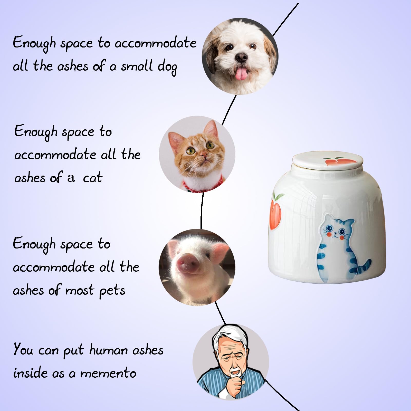 Pet Urn for Cat Ashes, Ceramic Cats Urns, Pet Urn with Beautiful Patterns