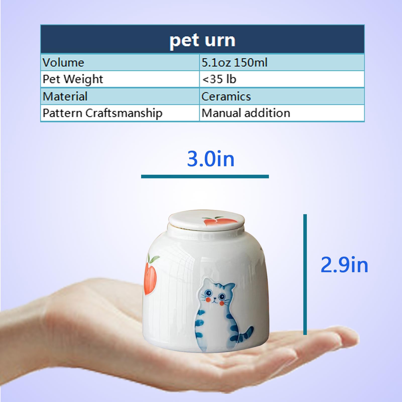 Pet Urn for Cat Ashes, Ceramic Cats Urns, Pet Urn with Beautiful Patterns
