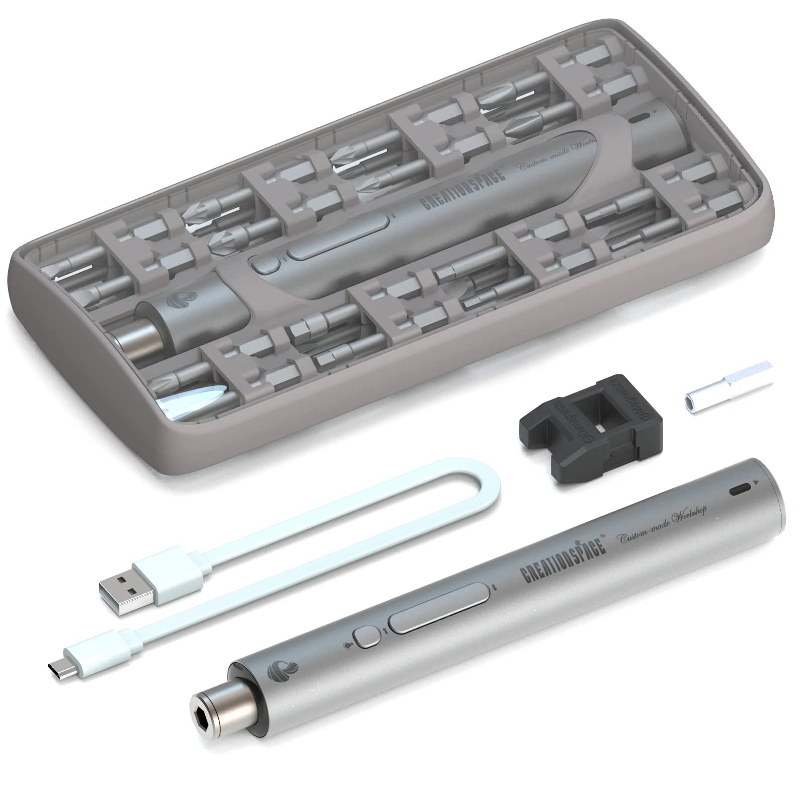 CS1901A Cordless Electric Screwdriver Kit 1.5Nm Mini Tools USB Charging 3.7V Electric Screwdriver Variable Speed Cordless Screwdriver Tool Rechargeable