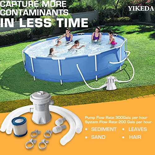 YIKEDA Ground Swimming Pool Filter Pump,300 GPH Pump Flow with a Filter Cartridge,Quickly Set Up Ground Swimming Pools