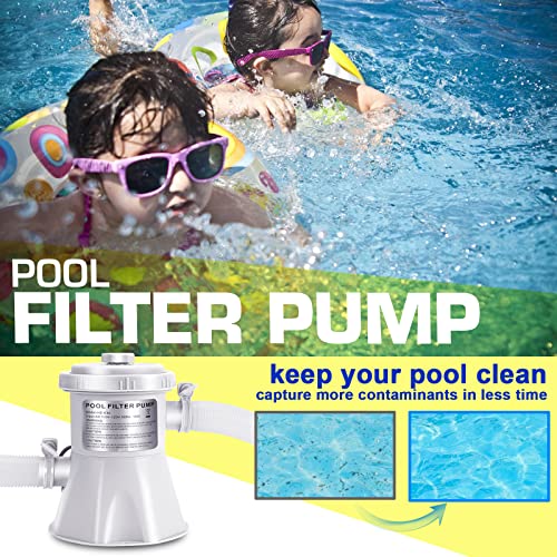 YIKEDA Ground Swimming Pool Filter Pump,300 GPH Pump Flow with a Filter Cartridge,Quickly Set Up Ground Swimming Pools
