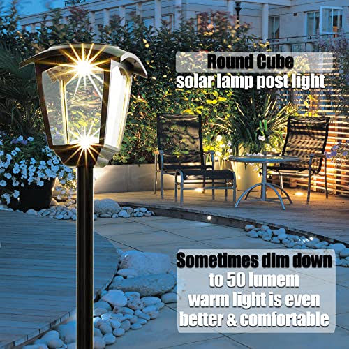 Solar Lamp Post Lights Outdoor Waterproof 68" Super Bright 100 Lumen Solar Pole Lights Outdoor for Garden Lawn Patio Porch Backyard Pathway Driveway USB Rechargeable Warm White & White Lights
