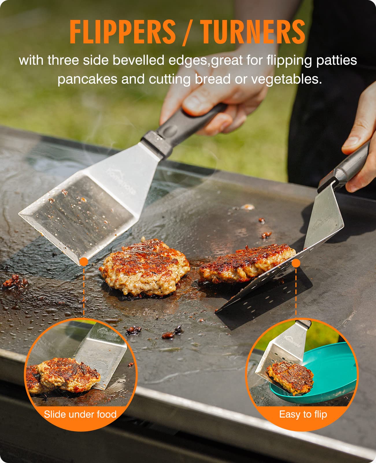 homenote Griddle Accessories Kit (Black+Red), Exclusive Griddle Tools Spatulas Set for Blackstone - 8 Pcs Commercial Grade Flat Top Grill Accessories - Great for Outdoor BBQ, Teppanyaki and Camping