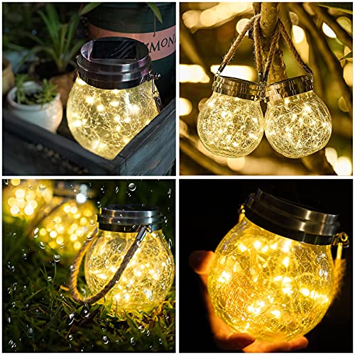 Solar Lantern 2 Pack,Hanging Outdoor Lanterns Waterproof 30 LED Solar Lights Garden Solar Lights Outdoor Decorative Landscape Halloween Christmas Solar Lanterns for Garden Yard Patio Lawn Decoration