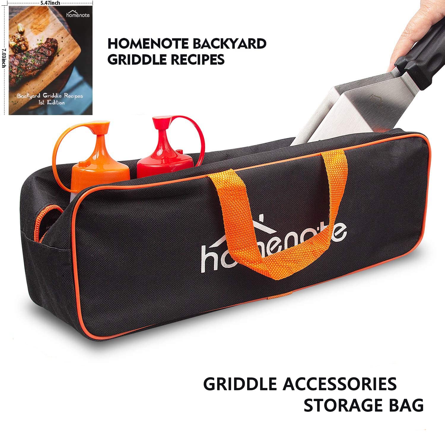 homenote Griddle Accessories Kit (Black+Red), Exclusive Griddle Tools Spatulas Set for Blackstone - 8 Pcs Commercial Grade Flat Top Grill Accessories - Great for Outdoor BBQ, Teppanyaki and Camping