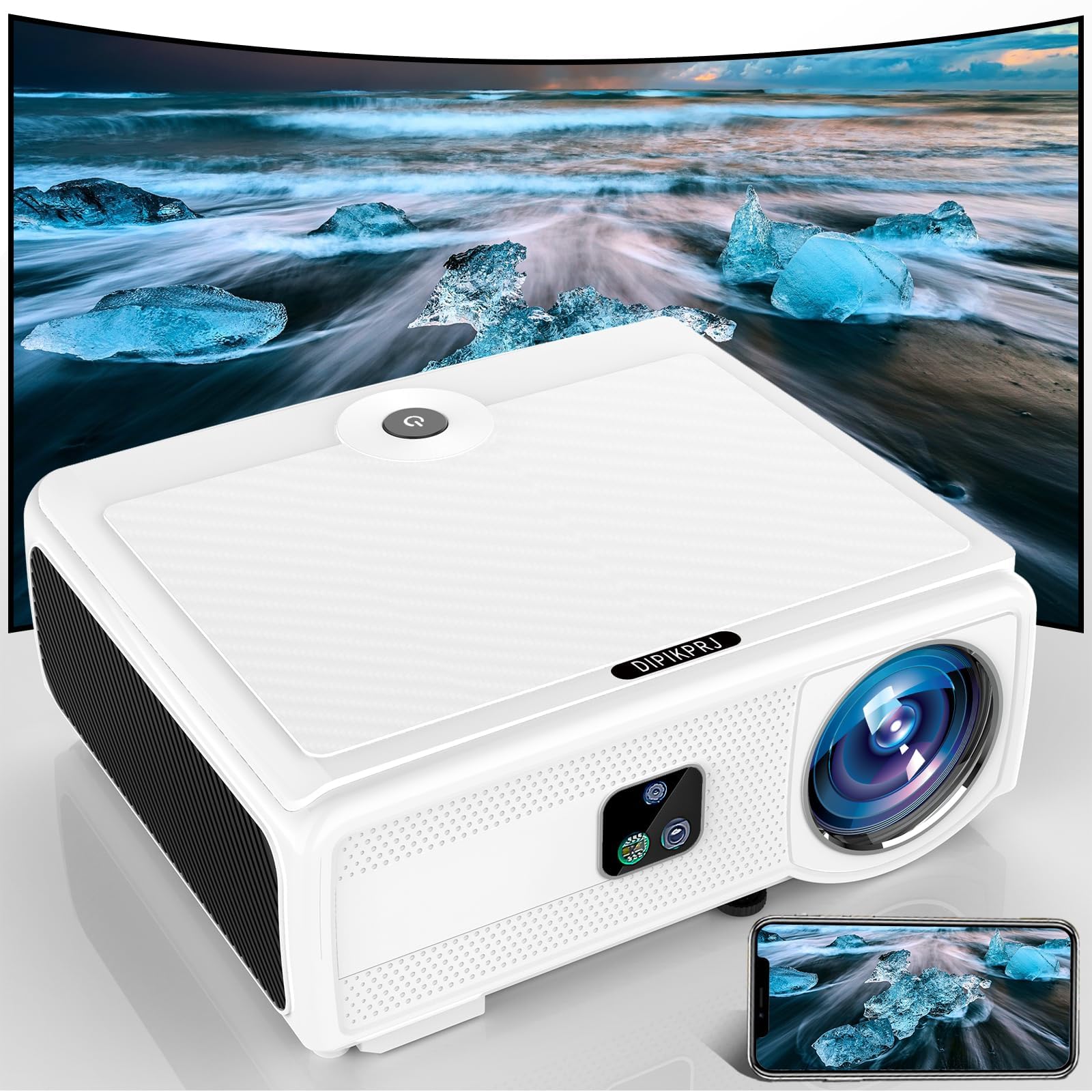 [Auto Focus & Keystone] Android TV 4K Projector with Prime Video Bulit-in,1300Ansi lumens Home Movie Outdoor Projector 4K+ with Wifi 6 and Bluetooth,50% Zoom & 500"Dispaly,8000+ Apps,Dust-Proof