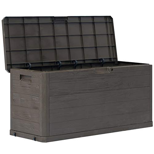 Festnight Garden Storage Box Lockable Garden Container Cabinet Toolbox for Patio Outdoor Furniture 74 gal Brown