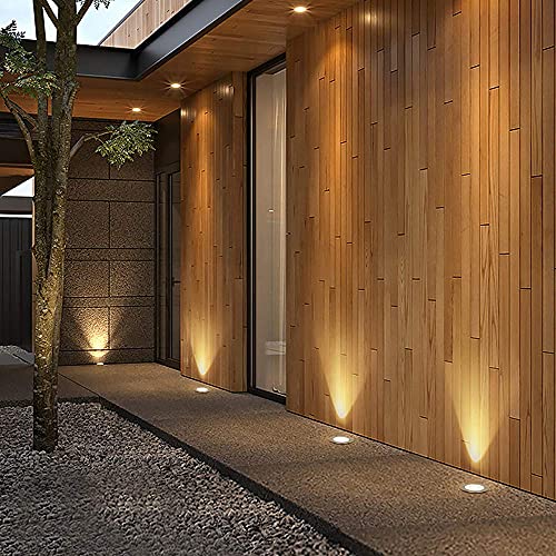 ELEGLO Low Voltage Led Landscape Lights 6 Pack Led Well Lights,15W 12V-24V Ground Lights IP67 Waterproof Landscape Lighting for Garden Lights Outdoor Step, Driveway, Deck(3000K Warm White)