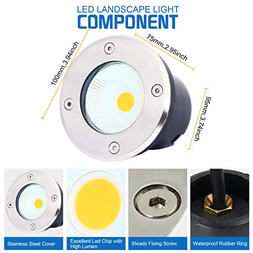 ELEGLO Low Voltage Led Landscape Lights 6 Pack Led Well Lights,15W 12V-24V Ground Lights IP67 Waterproof Landscape Lighting for Garden Lights Outdoor Step, Driveway, Deck(3000K Warm White)