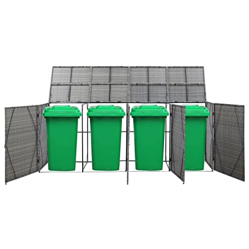 Quadruple Wheelie Bin Shed,Garbage Bin Shed,Outdoor Garden Patio Storage Shed,for Garbage Cans,Bin Shed for Patio Backyard Garden Anthracite 120.1"x30.7"x47.2" Poly Rattan
