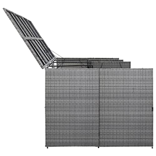 Quadruple Wheelie Bin Shed,Garbage Bin Shed,Outdoor Garden Patio Storage Shed,for Garbage Cans,Bin Shed for Patio Backyard Garden Anthracite 120.1"x30.7"x47.2" Poly Rattan