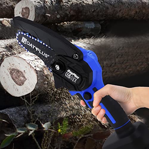 Mini Chainsaw 4-Inch with Battery, Cordless power chain saws with Security Lock, Handheld Chainsaw for Garden Lawn Wood Cutting Tree Trimming