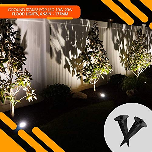 DEMASLED 10 pcs Metal Ground Stake for 10W - 20W LED Flood Light Holder 6.6 in - 16.8cm for Outdoors, Gardens and Yard