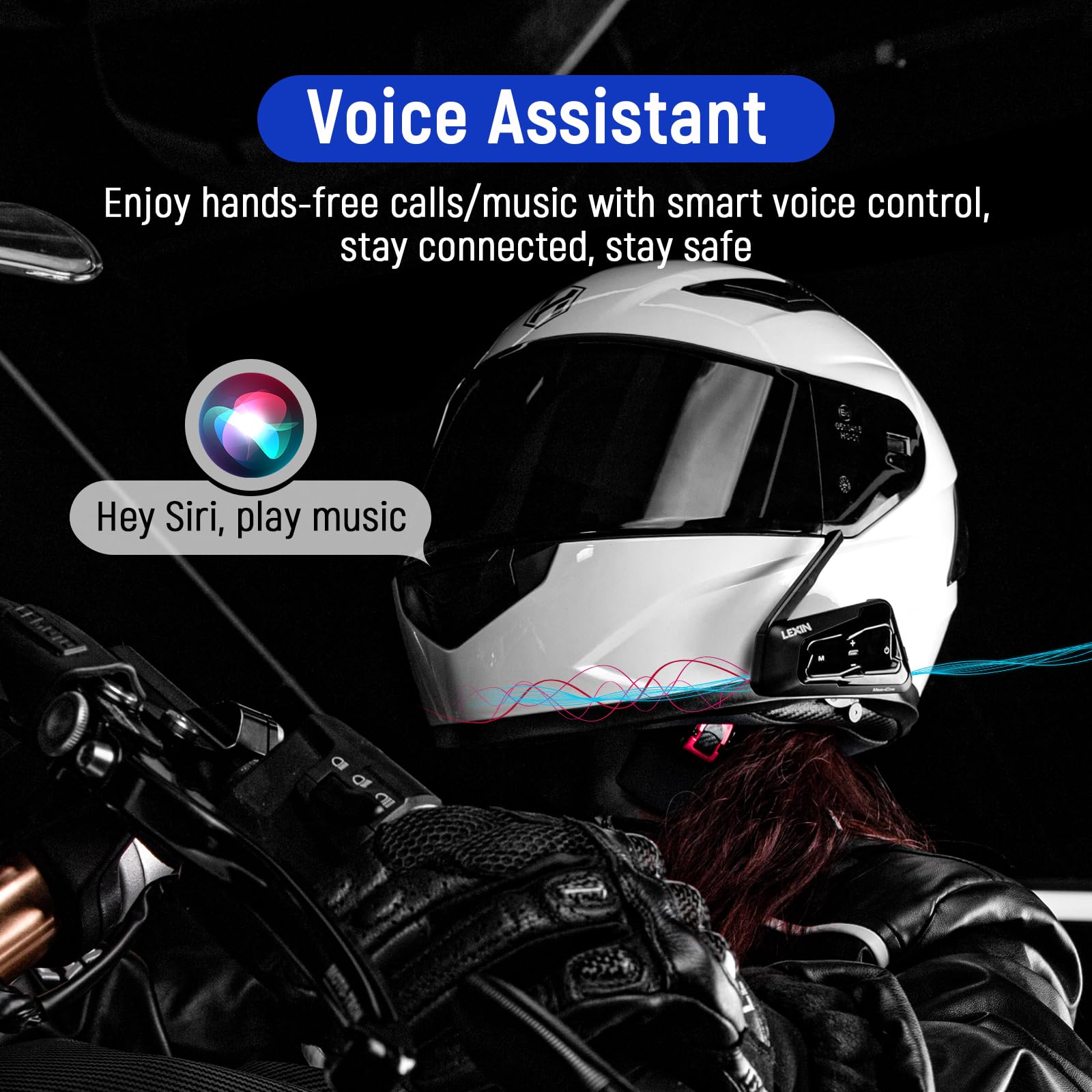 LEXIN MeshCom Motorcycle Bluetooth Headset, Mesh Group Helmet Communication System, Support Audio Multitasking/Music Sharing/Loud Speakers/IP67 Waterproof/Voice Assistant/FM Radio, Dual Pack
