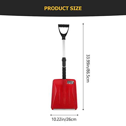 YARDWE Spatula Metal Snow Shovel Extendable Ice Shovel Winter Snow Removal Tool Mud Garden Utility Shovel for Car Camping Outdoor Activities Red Multitools