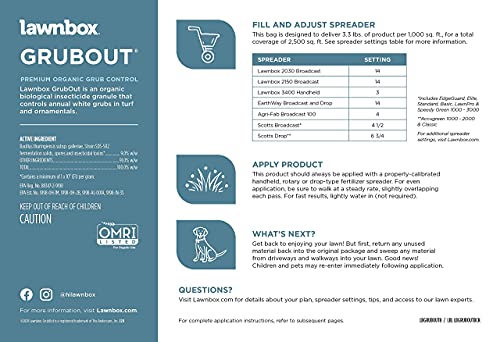 Lawnbox GrubOut 100% Organic Grub Control Insecticide 8.25 lb Bag Covers 2,500 sq ft