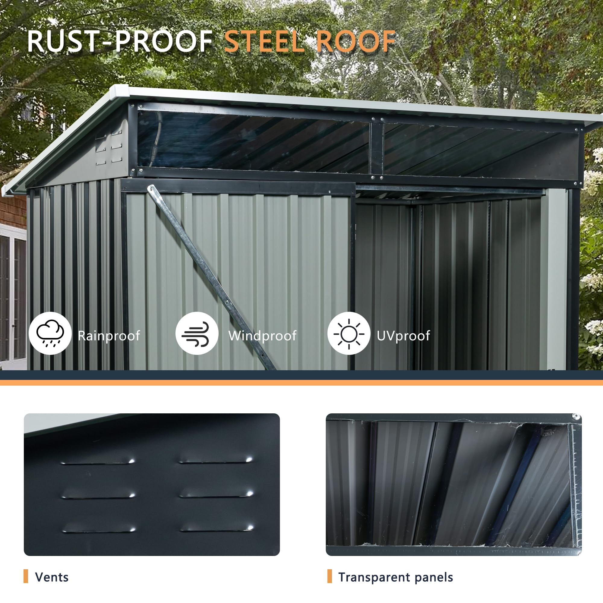 Storage Shed, 5X 3FT Outdoor Storage Shed,with Hinged Door Padlock Utility Tool Shed Storage House, for Backyard Garden Patio Lawn (Black)