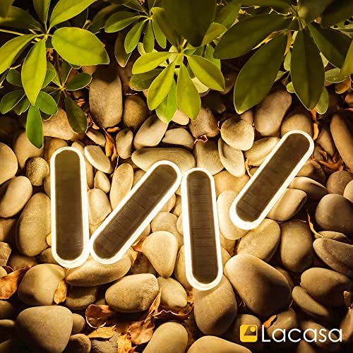 Lacasa Solar Deck Lights, 4 Pack 40LM Solar Powered Step Lights, LED Dock Lights Warm White 2700K Outdoor In-Ground Lights IP68 Waterproof Auto ON/Off for Garden Stairs Driveway Pathway Lighting