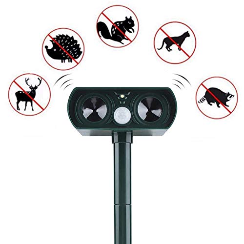 Ultrasonic Solar Animal Repellent (2 Pack), Pest Repeller, Solar Powered Waterproof Outdoor forrepelling Moles, Rats, Snakes