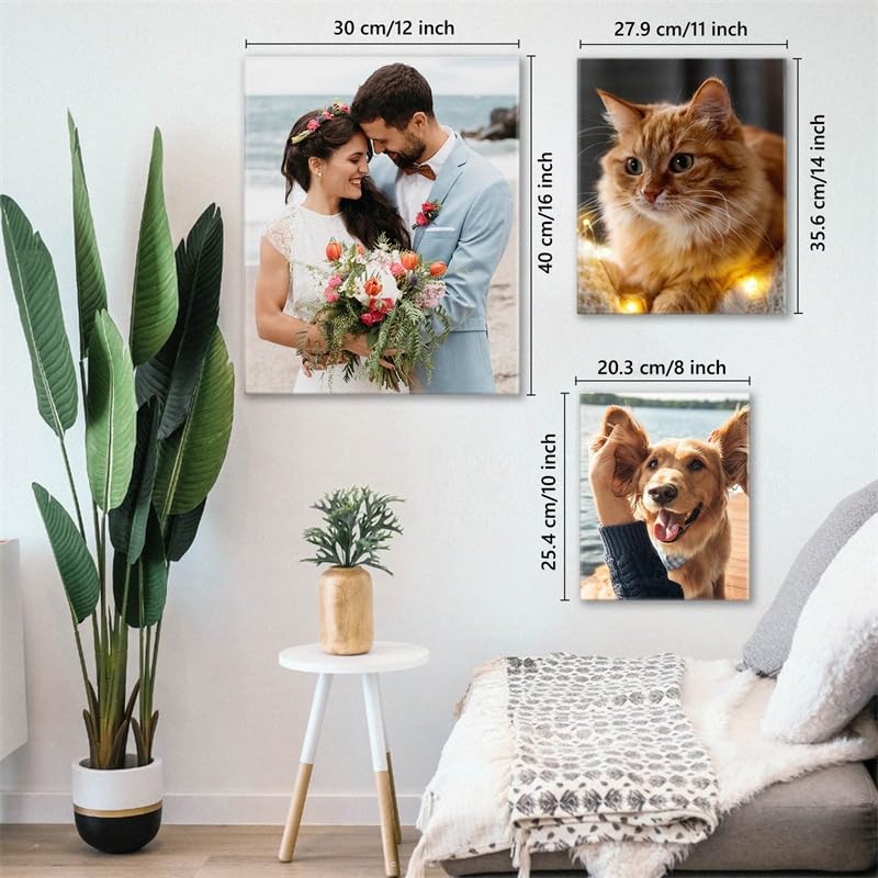 Hoomall Personalized Custom Canvas Prints, Custom Canvas Print with Your Photo, Crude Wood Photo Frame, Perfect for Home Decor, Gifts & Keepsakes, Variety of Sizes