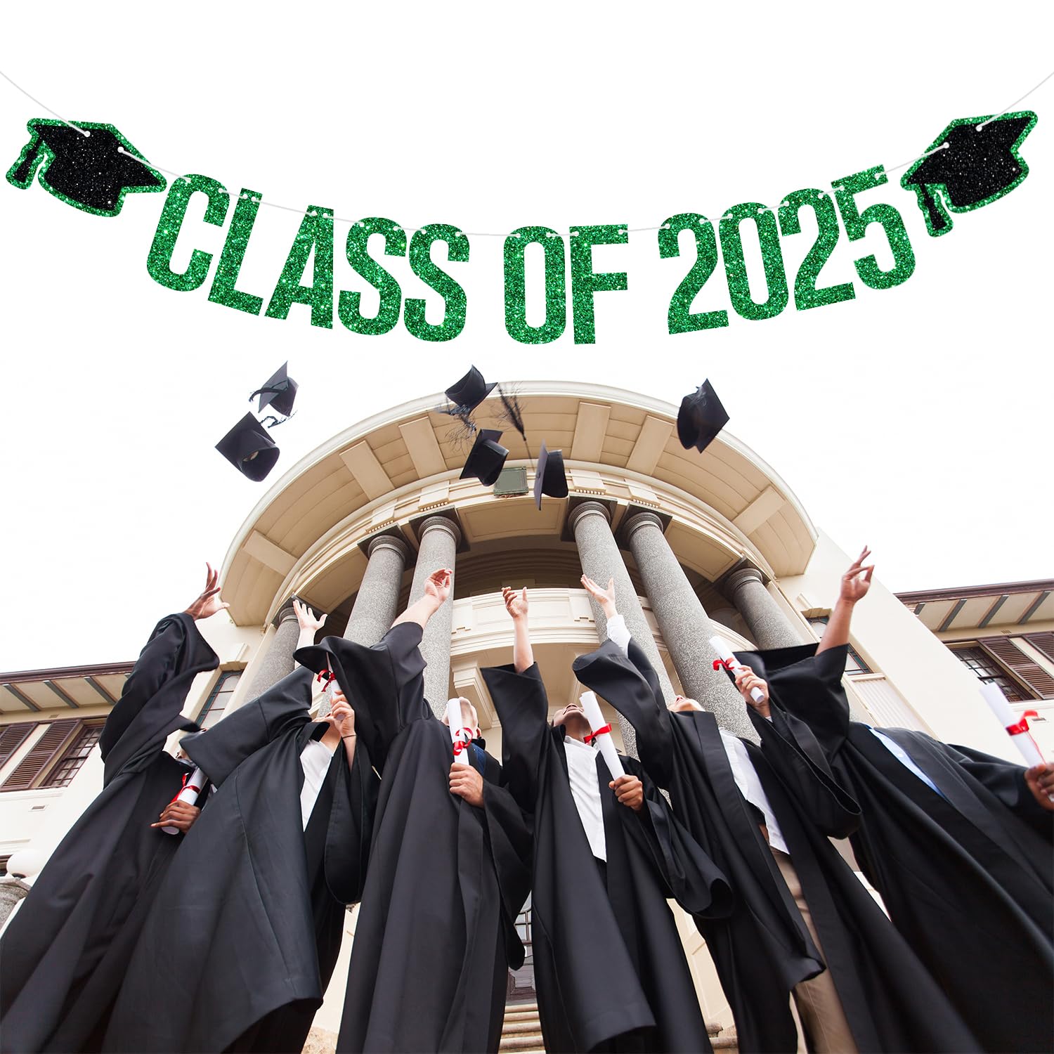 Class of 2023 Banner - 2023 Graduation Decorations, Congrats Grad Decorations, High School College Graduation Party Decoration Supplies Green Glitter
