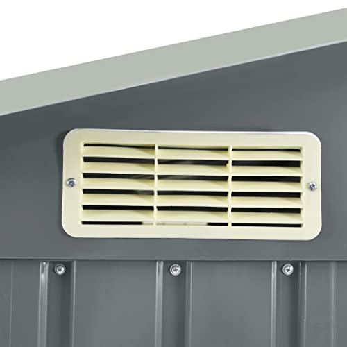 Garden Metal Storage Shed with Rack | Outdoor Tool Shed Storage Room with Vents | Storage Sheds with Door for Outside Patio Backyard Yard Lawn | Gray Galvanized Iron 80.7" x 51.2" x 72"