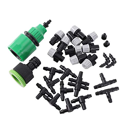 Uongfi Garden Hoses 1 Sets Fog Nozzles Irrigation System Portable Misting Automatic Watering 10m Garden Hose Spray Head with 4/7mm Tee and Connector hosing Pipe (Color : Water kit)