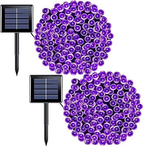 SOLARBABY Solar String Lights, 8 Modes Christmas Decorative Solar String Lights Outdoor Waterproof 200 Led Solar Fairy Lights White for Home Lawn Garden Wedding Patio Party Holiday-2 Pack