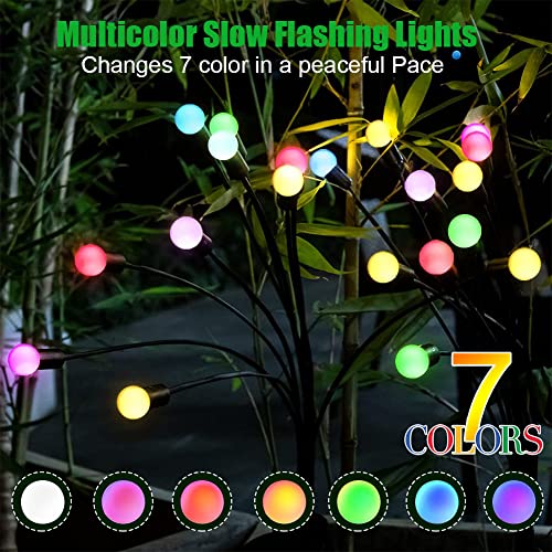 Leleecoo Solar Lights Outdoor Decorative, Garden Lights Solar Powered Waterproof, 6 LED Light Bulbs Vibrant Garden Solar Lights, Fairy Lights Yard Decorations Outdoor 2 Pack