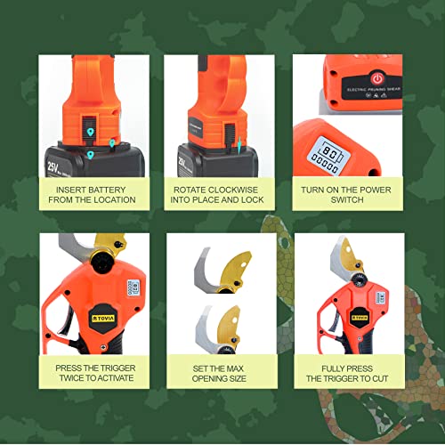 Cordless Pruning Shears, Electric Pruner with 7.5 Foot High Reach Extension Pole, 21V Lithium Battery, Titanium Plated SK5 Blades, 1.2 Inch Cutting Diameter, LCD Display Screen